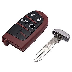 5 Buttons Remote Smart Key Fob Shell Case Fit for Jeep Grand Cherokee Dodge Challenger Charger Dart Durango Journey Chrysler 300 Keyless Entry Replacement Car Key Cover (Red)