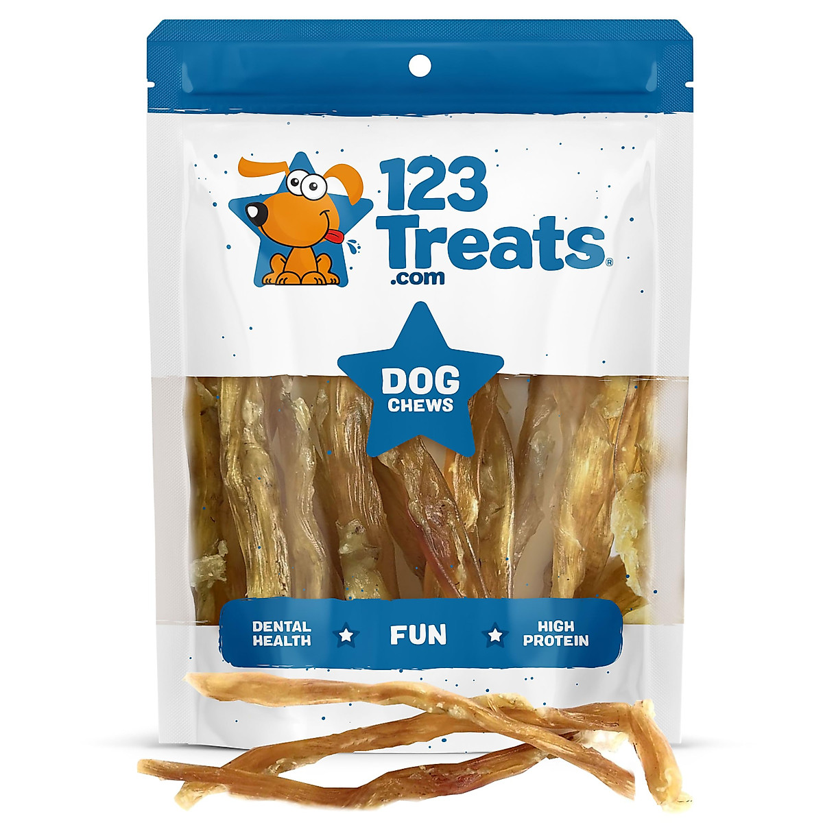 123 Treats | Beef Tendon Chews for Dogs | Snacks Made from Tendons | 7-9 inches - Stick for Dogs (8oz Bag)