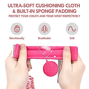 Toddler Leash 2 Pack, Kids Leashes for Backpack, Key Lock and Induction Lock, Anti Lost Wrist Links Baby Walking Harness for Travel Outdoor Activities(Light Pink+Green)