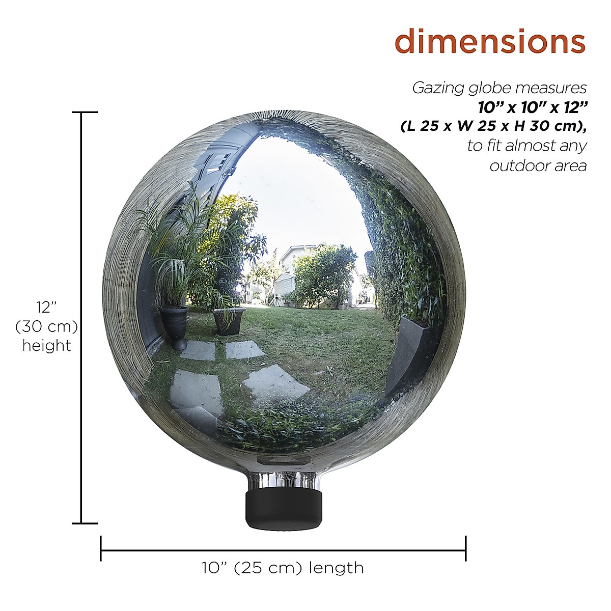 Alpine Corporation GLB292SL Gazing Globe, 10" L x 10" W x 12" H, Silver