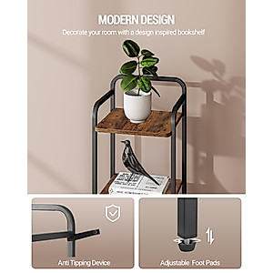 Hzuaneri Bookcase Bookshelf, Narrow Book Shelf, Industrial Corner Shelf Storage Organizer, Slim Shelving Unit for Home Office, Living Room, Bedroom, Kitchen, 6-Tier Rustic Brown and Black BC24601B