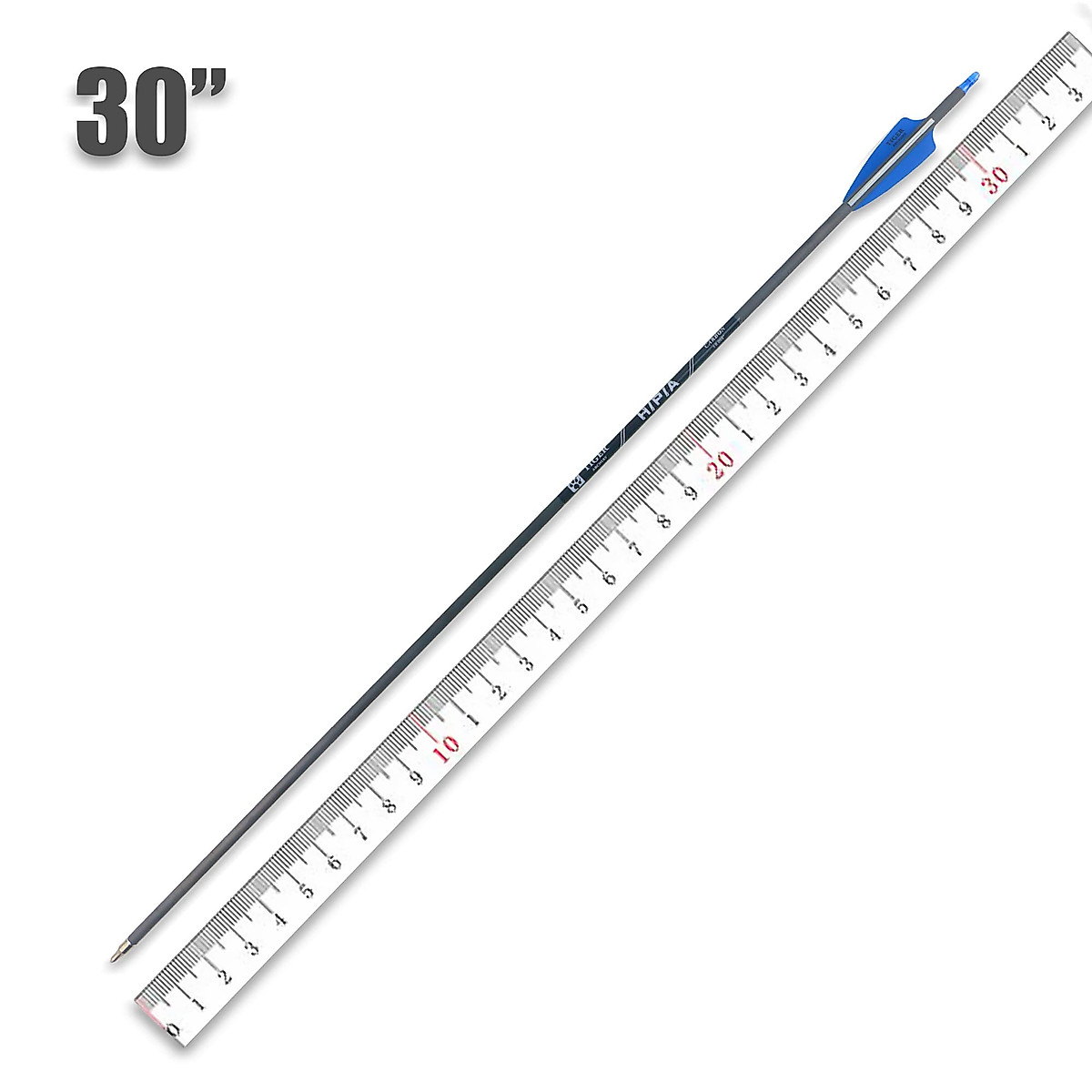 TIGER ARCHERY 400-30inch Carbon Hunting Arrows Archery Target Practice Arrows with Removable Tips for Recurve Bow and Compound Bow 12-Pack (30inch, Blue White)