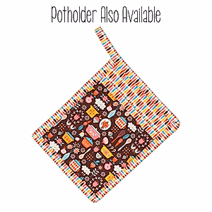 Hanging Hand Towel - Kitchen Tools & Vintage Pyrex Fabric - Brown Blue Pink - Brown Plush Kitchen or Bath Towel - Handmade by Green Acorn Kitchen