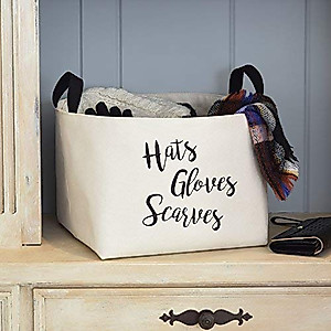 Hats Gloves Scarves Canvas Storage Basket, Winter Accessories Organizer