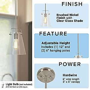 Catalina Lighting 23042-000 Modern 1-Light Bell-Shade Mini Pendant Ceiling Light, 8", Brushed Nickel