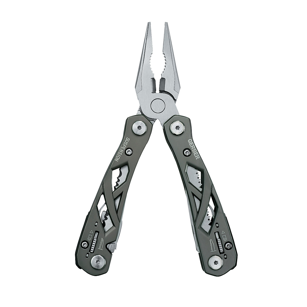 Gerber Gear Suspension 12-in-1 Needle Nose Pliers Multi-tool - Multi-Plier, Wire Cutter, Crosspoint and Flathead Screwdriver Set, Small Scissors - EDC Gear and Equipment - Gifts for Men - Gray