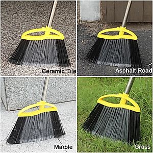 Outdoor Broom with 57” Long Handle, Heavy Duty Broom with Stiff Bristles,Angle Sweeping Broom for Floor Cleaning Garage Patio Garden House and Kitchen
