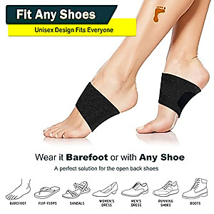 Compression Arch Support Wrap Plantar Fasciitis Braces 【Patent Pending】 Adjustable Foot Sleeves, Cushioned Arch Orthotic Support Pain Relief, Fallen Arches, High Arch, Flat Feet, Men and Women (W 6-9.5 / M 5-8, Back - 1 pair)