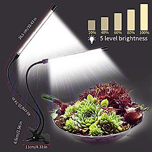 GHodec Grow Light,Full Spectrum White 84 LED Clip Plant Lights for Indoor Plants Growing, 4/8/12H Timer & 5 Dimmable Levels