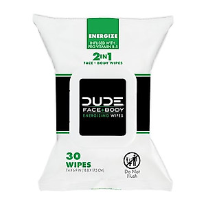 Dude Wipes - 3 Pack, 90 Wipes, Infused with Energizing Pro Vitamin B5, Alcohol Free and Hypoallergenic Cleansing Wipes