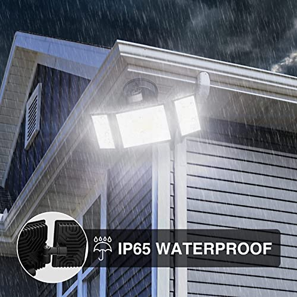 Onforu 65W LED Security Lights Motion Sensor Light Outdoor with Remote Control, Dusk to Dawn Security Lights, 3 Modes, 6500LM, 6500K, IP65 Waterproof Flood Light Motion Detector Hardwired Wall Light