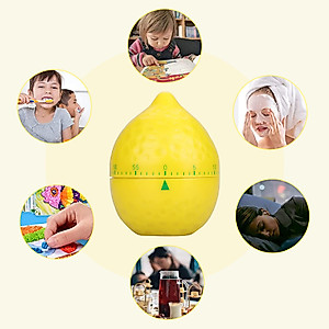 Kitchen Timer,60 Minutes Cooking Timer, Cute Craft Lemon Classroom Timer with 360° Rotating Countdown, Durable Mechanical Lemon Reminder, Kitchen Timer Clock for Kids Teachers Adults