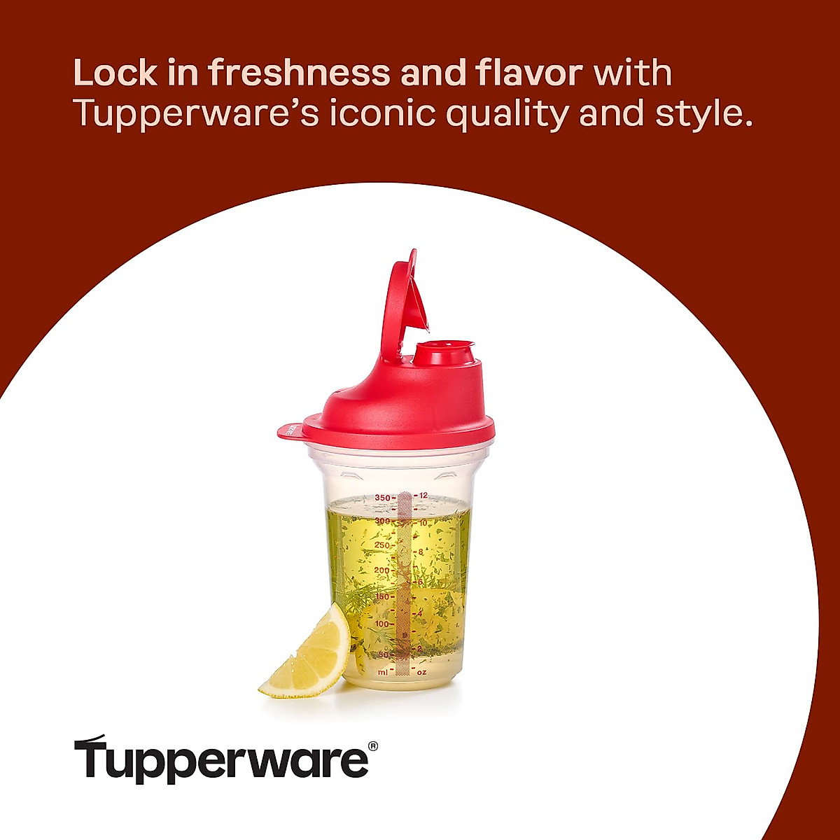 Tupperware All-In-One Prep Shaker Bottle with Measurements and Airtight and Leak-Proof Lid - Dishwasher Safe & BPA Free
