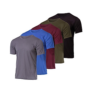 5 Pack: Boys Mesh Short Sleeve Shirts Crew Neck Boy Shirt T-Shirt Tshirt Tops Tees Girls Youth Teen Active Wear Athletic Quick Dry Basketball Gym Sport Undershirt Tee Soccer Top -Set 4,Large 12-14
