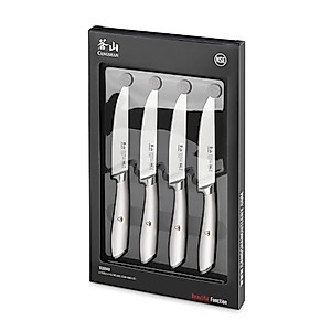 Cangshan L1 Series 1026948 German Steel Forged 4-Piece Fine-Edge Steak Knife Set, White