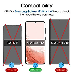 amFilm Hybrid Screen Protector for Samsung Galaxy S22 Plus 5g 6.6 inch, Samsung Galaxy S22 + 5g 6.6 inch, Fingerprint Compatible, Camera Lens Protector, HD Clear, Thermoplastic Elastomers, 2 Pack