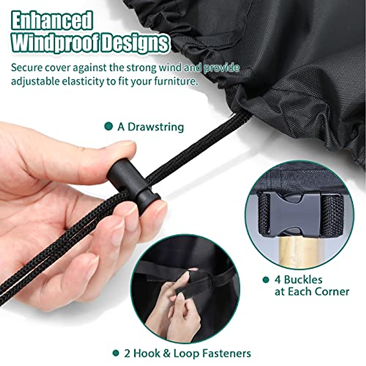 GARPROVM Patio Furniture Covers Waterproof Outdoor Table Sofa Set Covers with Upgraded 600D Material, 4 Windproof Buckles 124 x 71 x 29 Inch Rectangular Heavy-Duty Large