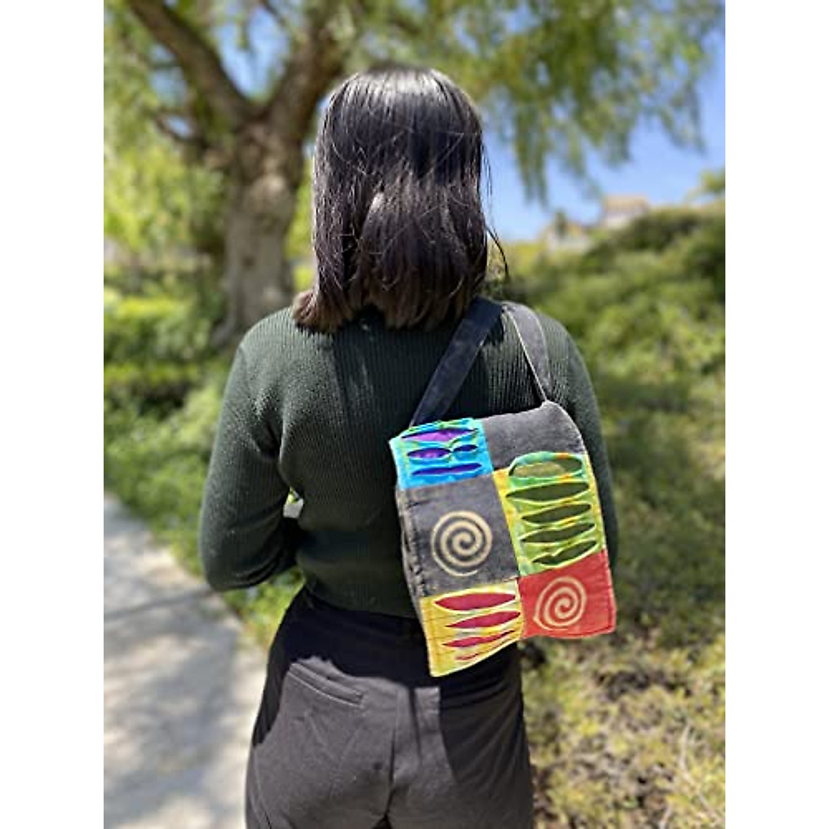 Small Cross Body Boho Hippie Razor Cut Torn Look Patchwork Bag