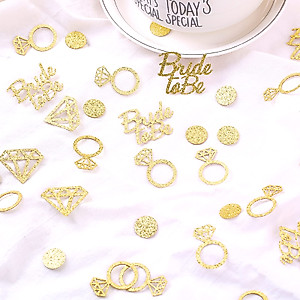Bridal Shower Decorations 300pcs Table Glitter Confetti for Engagement Party Decor Bride to be,Diamond,Ring and Circle Gold Paper Confetti for Wedding Bachelorette Party Favors (Gold)