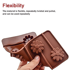 BaaSid 3PCS Sunflower Shape Mold 5 Holes Cake Lollipop Chocolate Jelly Ice Cream Cube Candy Pudding Cupcake Handmade Craft for Children's Party Dessert Shop Cafe Bakery (Brown) AA0088