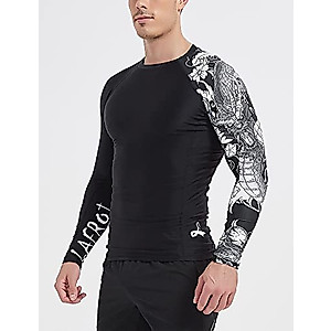 LAFROI Men's Long Sleeve UPF 50+ Baselayer Skins Performance Fit Compression Rash Guard-CLYYB Asym Dragon Size SM