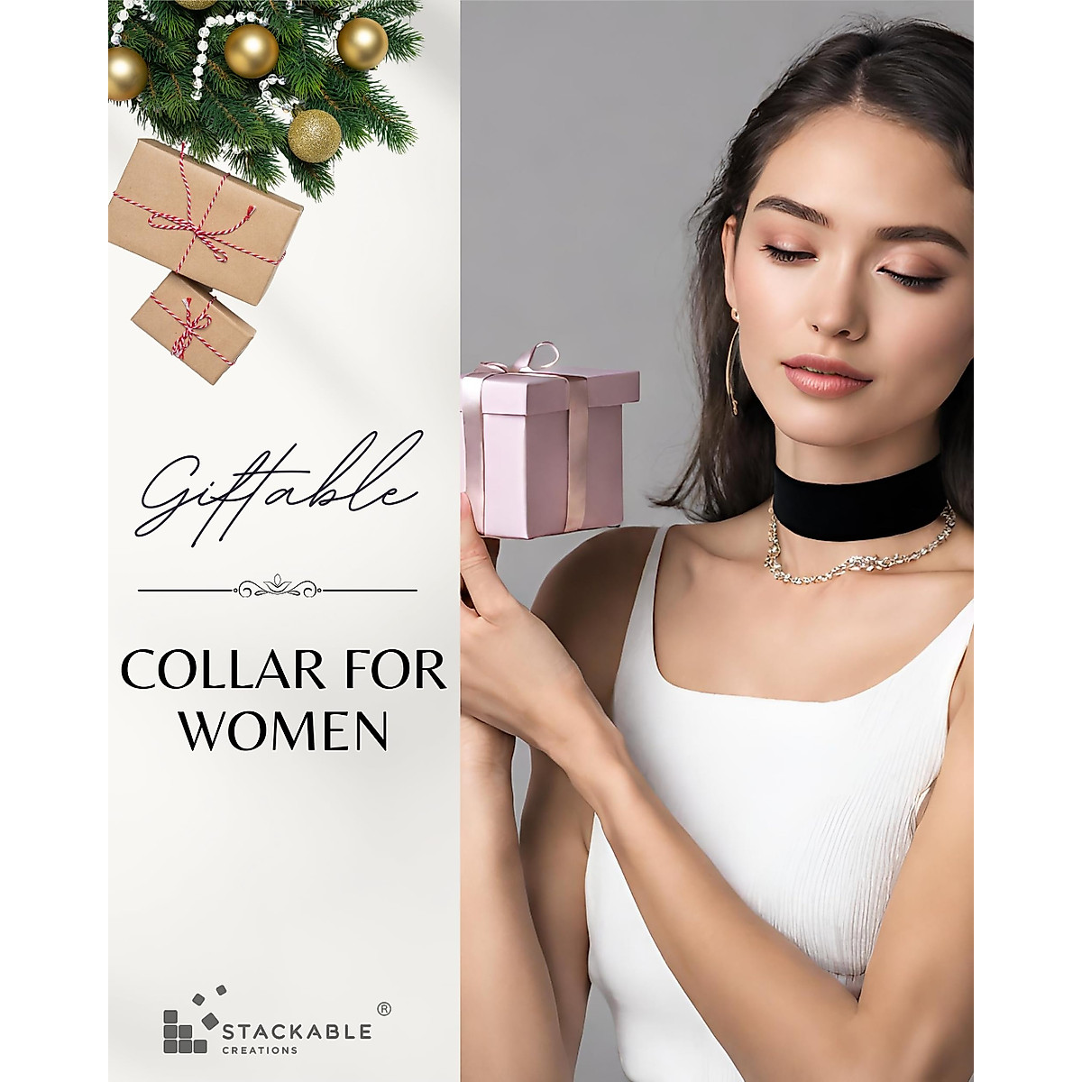 STACKABLE CREATIONS Black Choker Necklaces for Women, Wide Velvet Thick 90s Ribbon Neck Collar