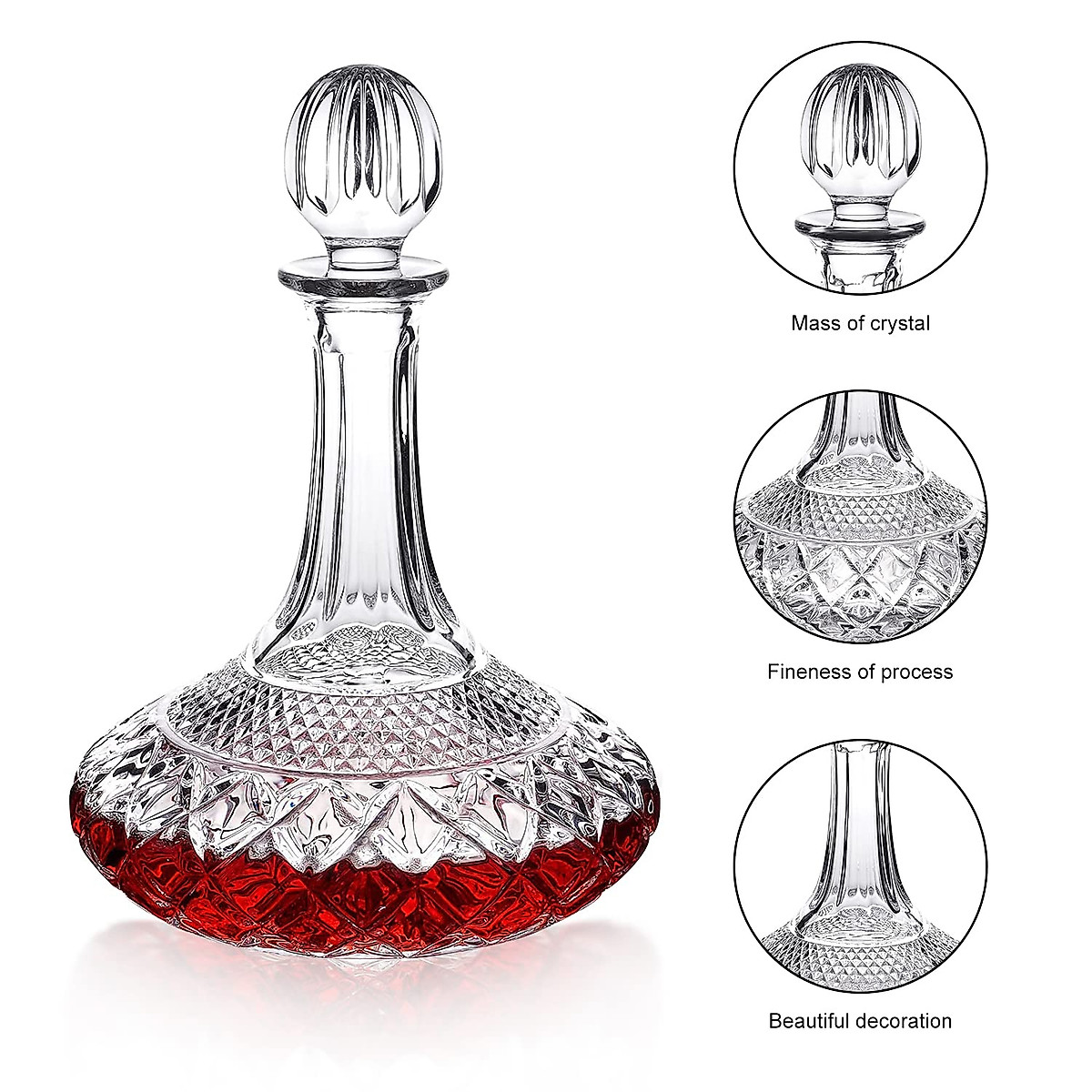 Paysky 50oz Wine Decanter Crystal Bottle for Wine with Stopper- Top Red Wine Decanter Carafe Bottle with Luxury Box .Elegant Gift for Men/Women