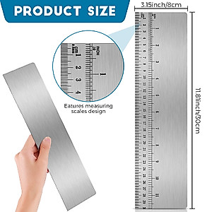 Stainless Steel Cake Scraper with Scale Cake Edge Smoother Cake Decorating Comb Baking Scraper Tool for Baking Measuring Cake Buttercream Home Kitchen Accessory(12 Inches)