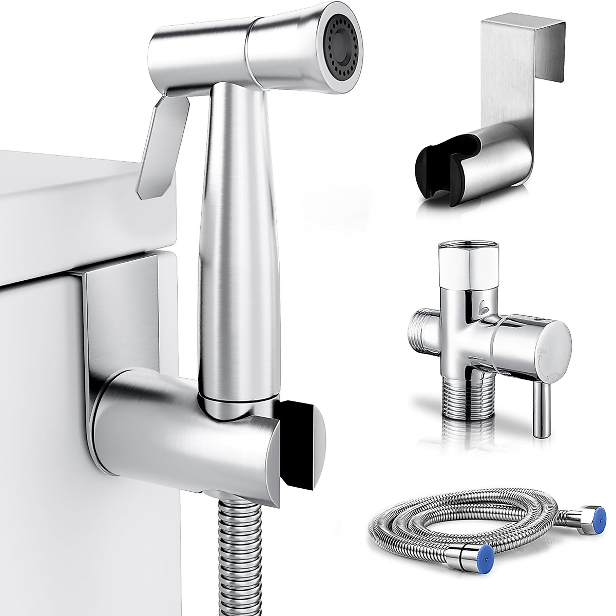 My Homebound Handheld Toilet Bidet Sprayer, Stainless Steel Jet Sprayer kit, Bathroom Bidet with Adjustable Water Pressure, Easy to Install Bidet Faucet Sprayer for Baby Cloth Diaper Cleaning