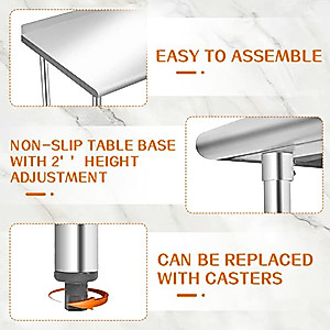 HOCCOT Stainless Steel Table for Prep & Work 24" X 48" inches with Adjustable Shelf and Backsplash, Commercial Workstations, Utility Table in Kitchen Garage Laundry Room Outdoor BBQ