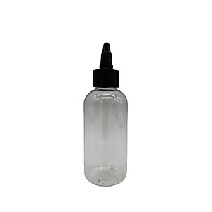 Natural Farms 4 oz Clear Boston Plastic Bottles -12 Pack Empty Bottle Refillable - BPA Free - Essential Oils - Aromatherapy | Black Twist Top Cap - Made in the USA