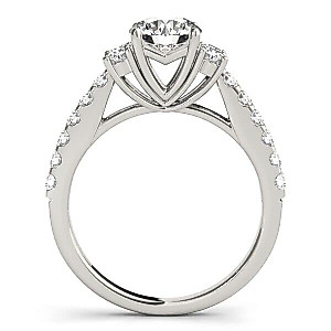 1.45 Carat Round Shape Simulated Sparkling White Diamond Prong Set Wedding Engagement Rig in 14K White Gold Plated 925 Sterling Silver Gift for Womens Ring Size-8