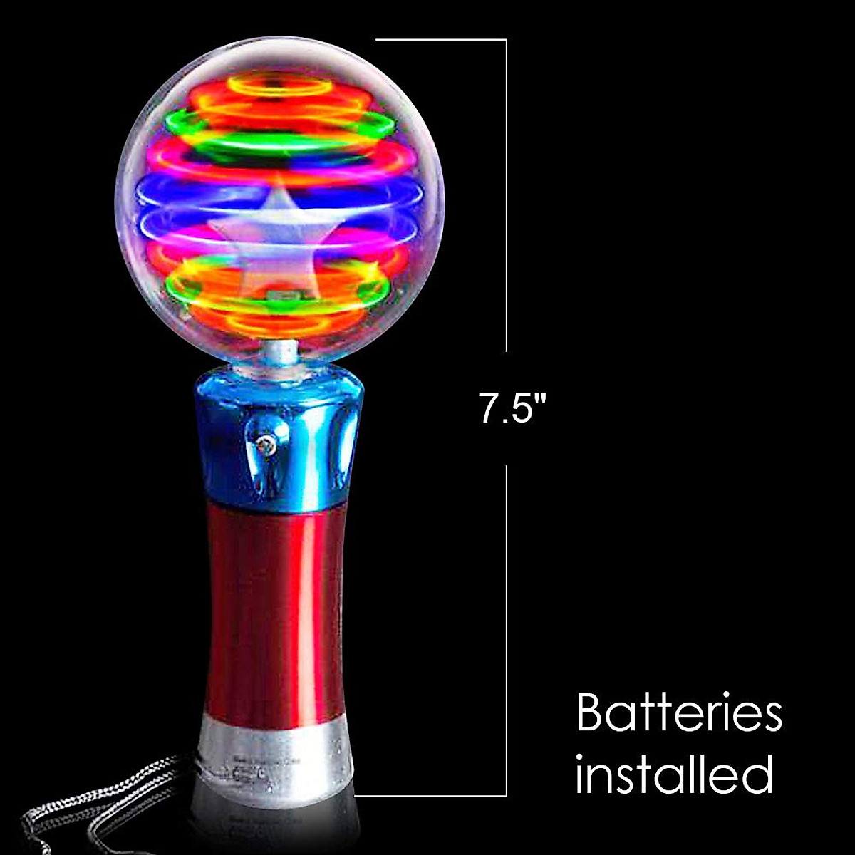 ArtCreativity Light Up Magic Ball Toy Wand for Kids - Flashing LED Wand for Boys and Girls - Thrilling Spinning Light Show - Batteries Included - Fun Gift or Birthday Party Favor - Classroom Prizes
