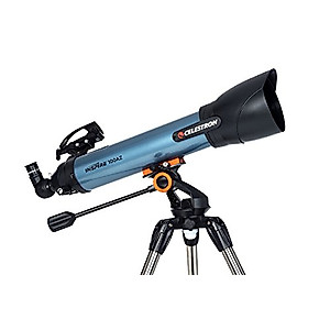 Celestron Inspire 100AZ Refractor Smartphone Adapter Built-In Refracting Telescope, Blue (22403)