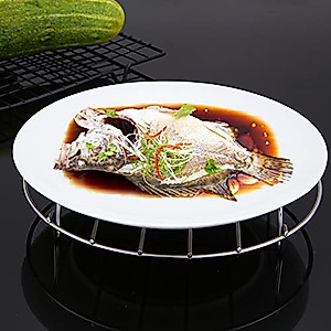 Wotermly 5 Pack Round Cooling Racks Set, 6, 7, 8, 9, 10 inch Air Fryer Rack Steamer Rack Baking Rack Stainless Steel Cake Pan for Baking Canning Cooking Lifting Food in Pots