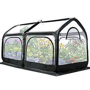 Quictent Greenhouse for Outdoors, Mini Quic-Setup Portable Flower Garden Plant Kit Outside, Heavy Duty Fiberglass Pop-up Frame and Durable Cover W/ Screen Window, 8.2x4.1x4.4 FT, Black