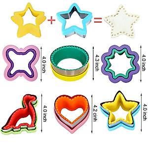 Sandwich Cutter and Sealer, 22 Pcs Uncrustable Sandwich Maker for Kids, Decruster Sandwich Maker, Bread Cookie Cutters for Kids Lunch Box (Multi)