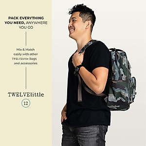 TWELVElittle Unisex Courage Backpack Diaper Bag with Changing Pad, Multiple Insulated Pockets in Camo