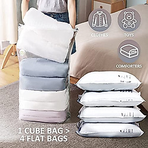 TAILI Hanging Vacuum Storage Bags Variety 6 Pack and Cube Vacuum Storage Bags 8 Jumbo Pack