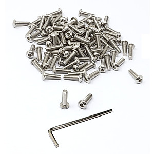 iexcell 100 Pcs M3 x 10mm Thread Pitch 0.5 mm Stainless Steel 304 Hex Socket Button Head Cap Screws Bolts Kit