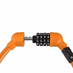 X AUTOHAUX 40cmx12mm Bike Locks Cable Portable 4 Digit Security Resettable Combination Bicycle Cable Lock with Lock Frame Orange