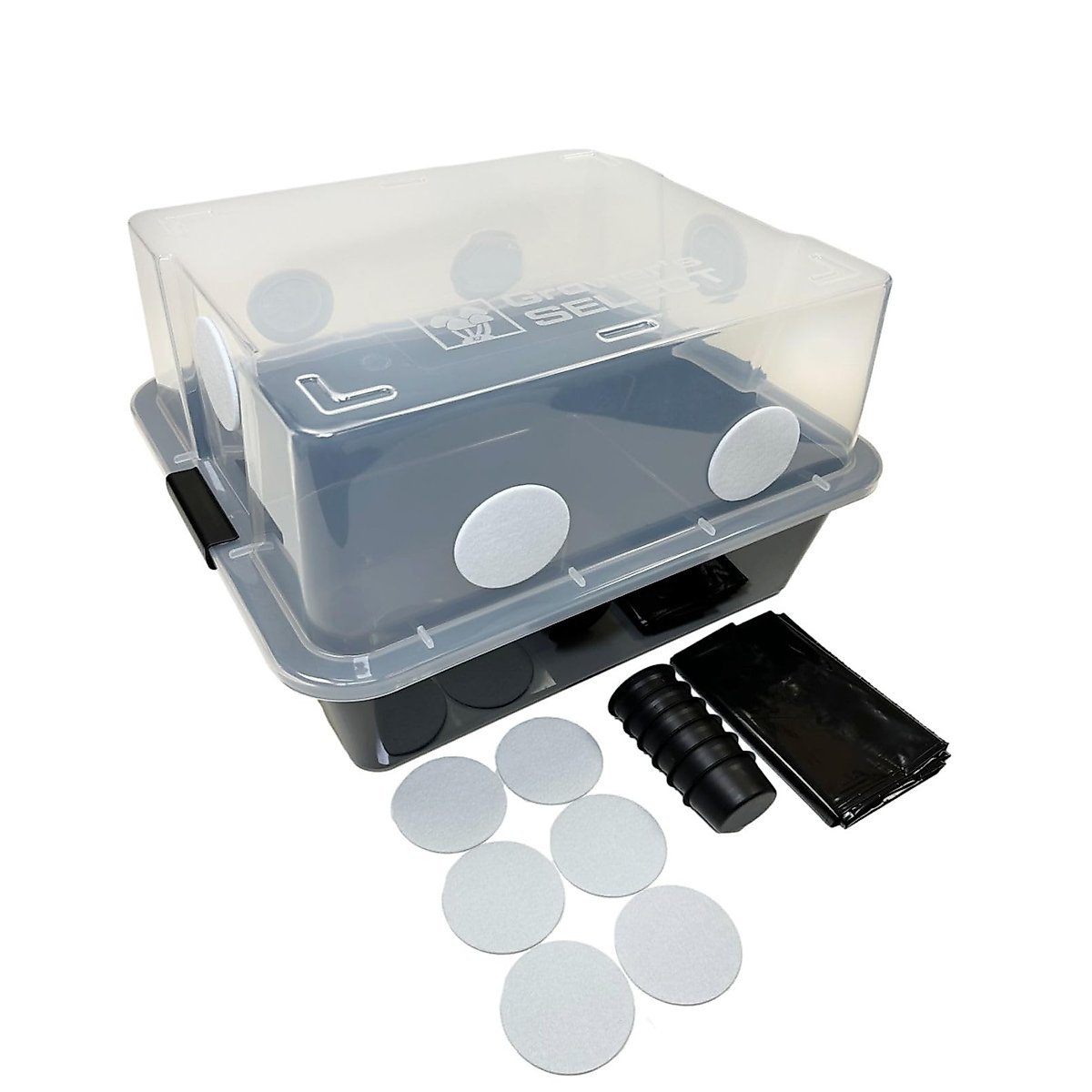 Myco Labs Grower's Select Mushroom Monotub Fruiting Chamber with Filter Disks and Liner