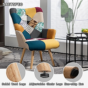 SAETSFEG Living Room Accent Chair with High Backrest, Bedroom Plaid Bohemian Upholstered Armchair for Mid Century, Modern Cozy Chairs for Small Spaces, Colorful 2 Pack