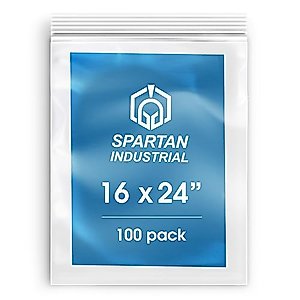 Spartan Industrial - 16” X 24” (100 Count) 2 Mil Clear Reclosable Zip Plastic Poly Bags with Resealable Lock Seal Zipper