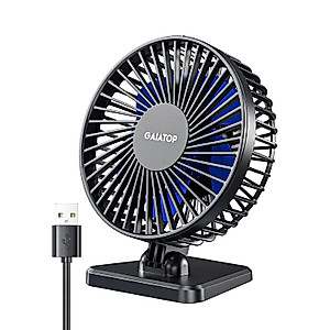 Gaiatop USB Desk Fan, Small But Powerful, Portable Quiet 3 Speeds Wind Desktop Personal Fan, Adjustment Mini Fan Table Fan for Better Cooling, Home Office Car Indoor Outdoor(Blue)