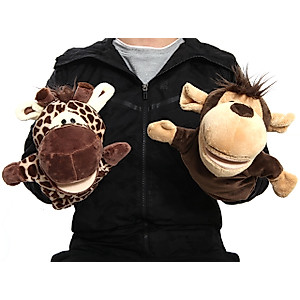 Animal Hand Puppets Set for Kids & Adults - 12.5" Premium Quality Soft Plush Toys with Movable Mouths - Perfect for Storytelling, Teaching, Preschool, Role-Play - Durable, Vibrant, Educational Puppets