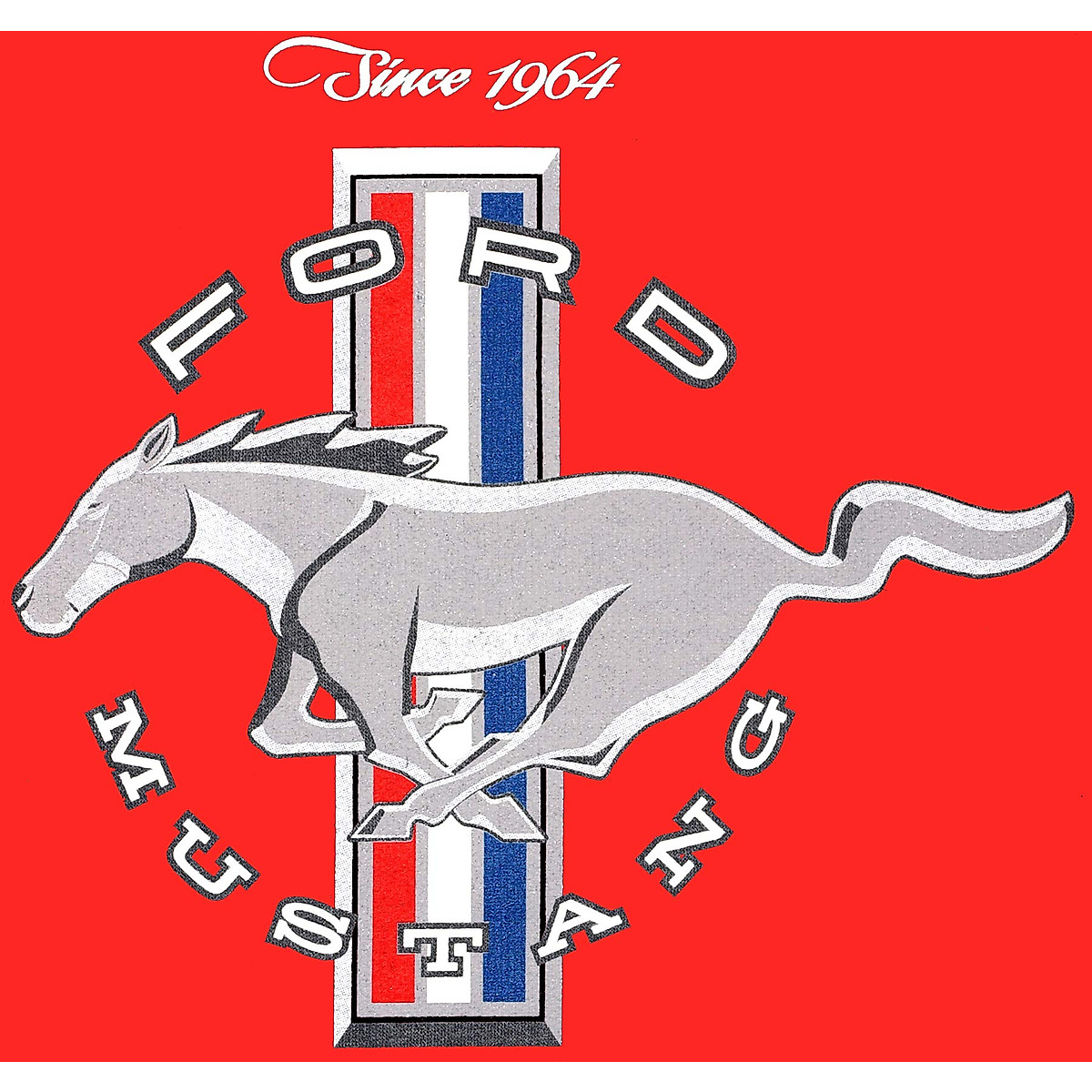 JH DESIGN GROUP Women's Ford Mustang Classic Emblem T-Shirt in Black Red or Heather-Gray (Large, Red)