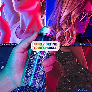 LOKFAR Glitter Spray for Hair and Body, Body Glitter Spray Hair Glitter Spray, Quick-Drying Waterproof Glitter Body Spray Glitter Hairspray, Body Shimmer Sparkle Spray (2.11 oz)