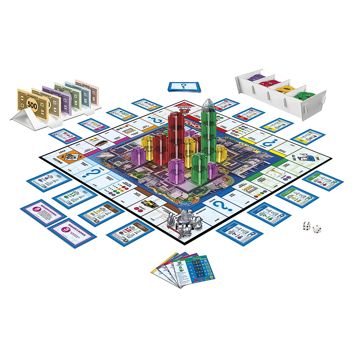 Monopoly Builder Board Game for Kids and Adults, Strategy Games, Family Board Games, for Kids 8 and Up, 2-4 Players