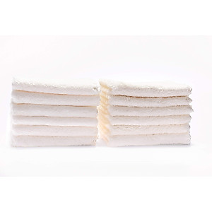 Kyapoo Baby Washcloths 12 Pack 12x12 Inches Microfiber Coral Fleece Extra Absorbent and Soft for Newborns, Infants and Toddlers-White